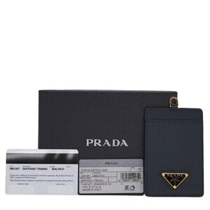 Prada | Bags | Prada Id Badge Card Holder Yellow Navy Blue Leather Mc07 ...